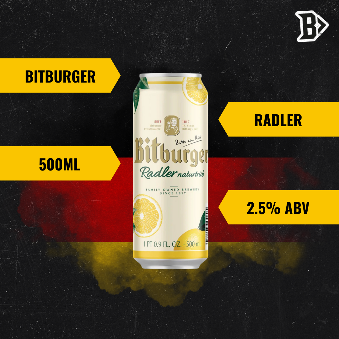 Bitburger Low Alcohol German Radler 500ml Cans (multipack) - 2.5% ABV ...
