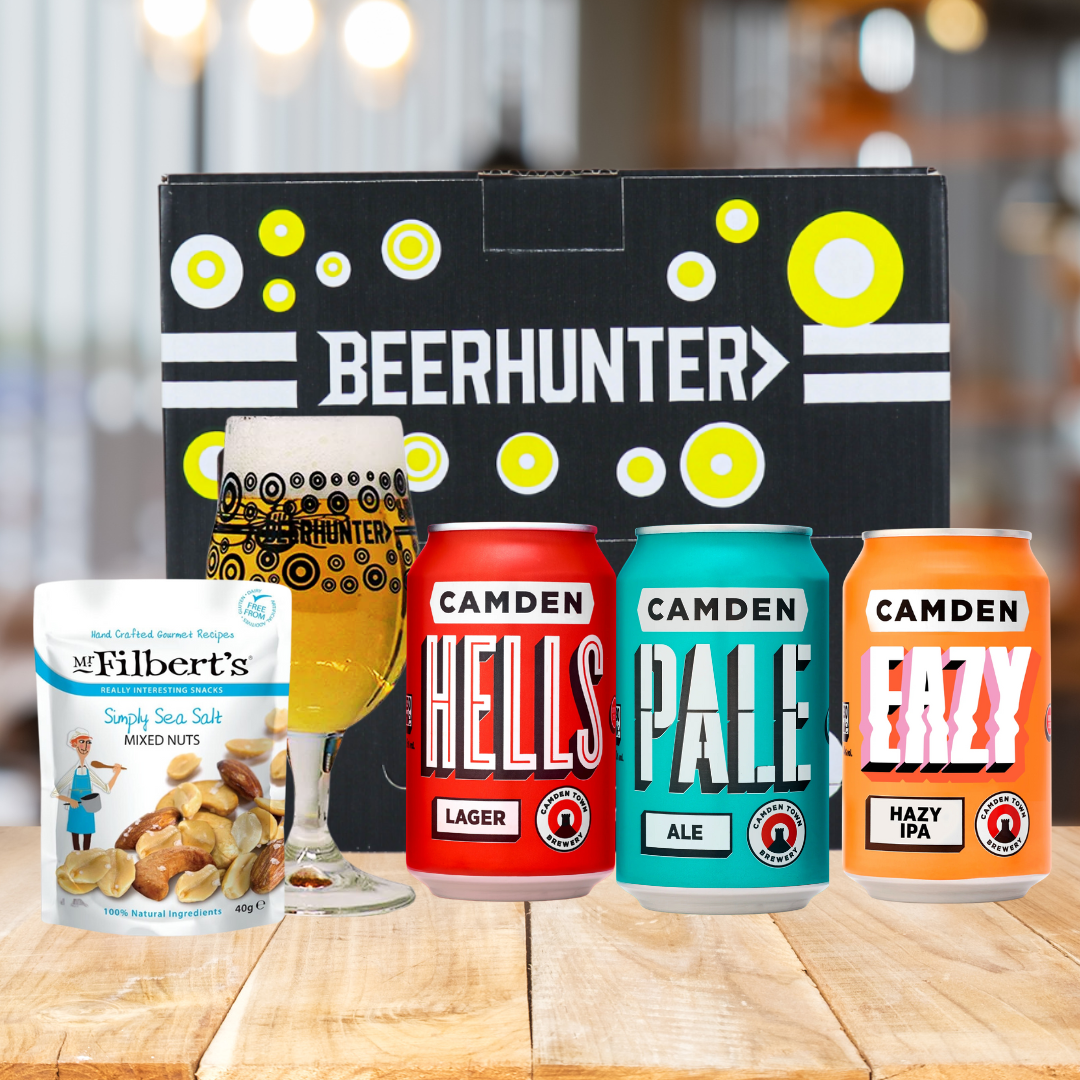 Camden Town Brewery Hells Craft Beer Gift Set with Beerhunter Glass (4 ...