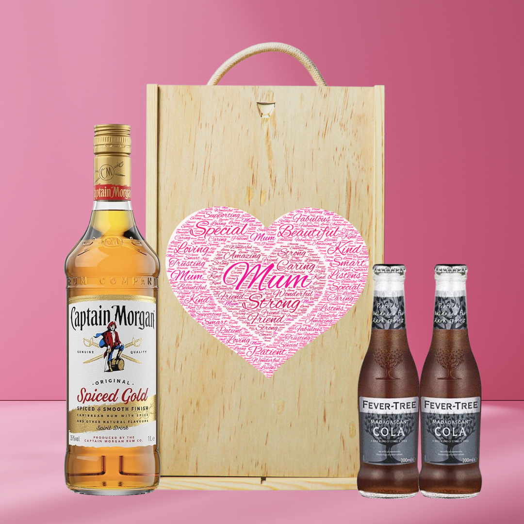 Mum Captain Morgan Spiced Rum Gift Set with Fever Tree Cola (70cl ...