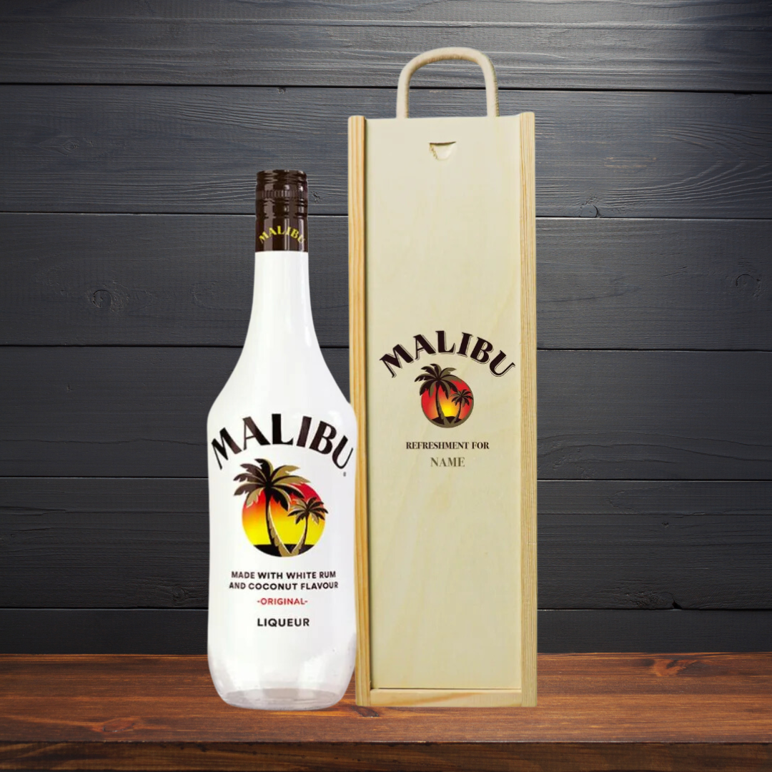 Malibu Rum Logo Personalised Malibu Coconut Rum Bottle Label Sticker