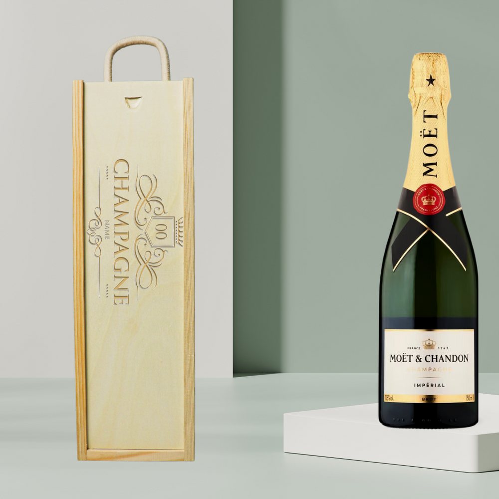 Personalised Moet & Chandon Champagne Gift Set in Wooden Presentation ...