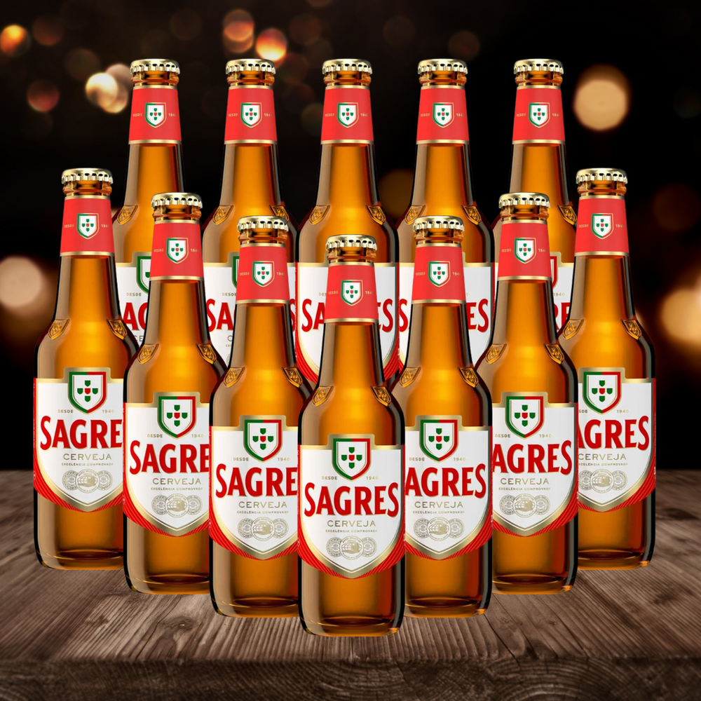 Sagres Cerveja Portuguese Lager 330ml Bottles - 5.1% ABV (12 Pack ...