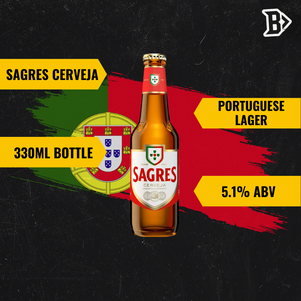 Buy Sagres Portuguese Lager 330ml Bottles Online UK – 5.1% ABV (12 Pack ...